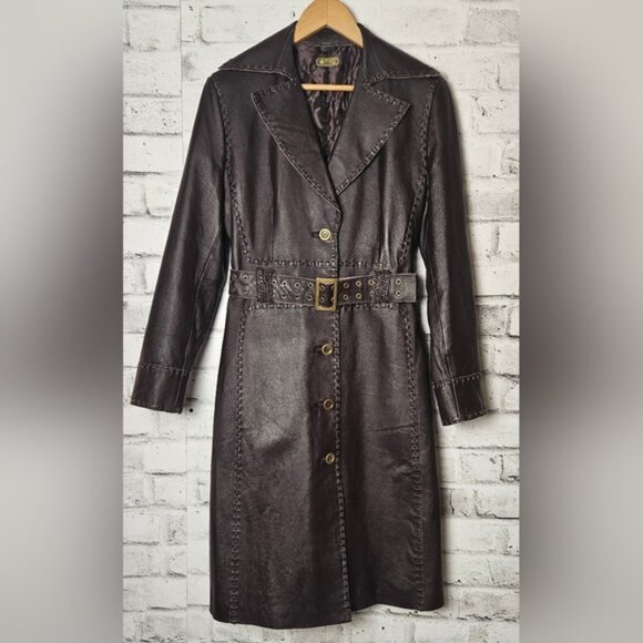 Dex | Jackets & Coats | Y2k Nylon By Dex Brown Leather Trench Coat | Poshmark